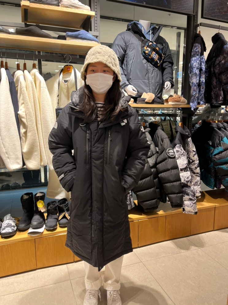 노스페이스 여자 패딩 후기 히말라야 숏패딩 롱패딩 에어히트다운자켓셰르파 눕시 자켓 착샷 네이버 블로그