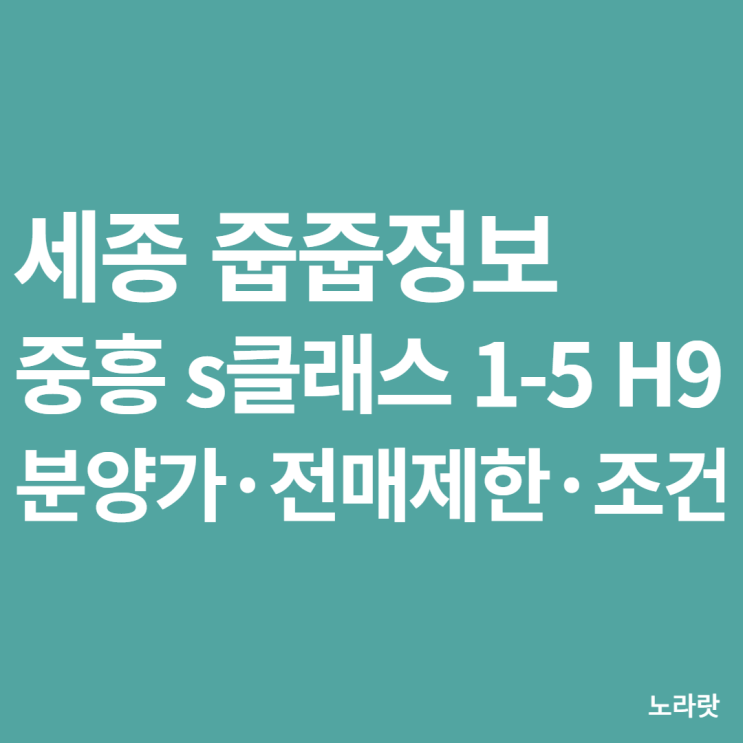 세종줍줍 한뜰마을 중흥 S 클래스 1 5 H9 센텀뷰 청약 분양가 전매제한 조건 서류 네이버 블로그