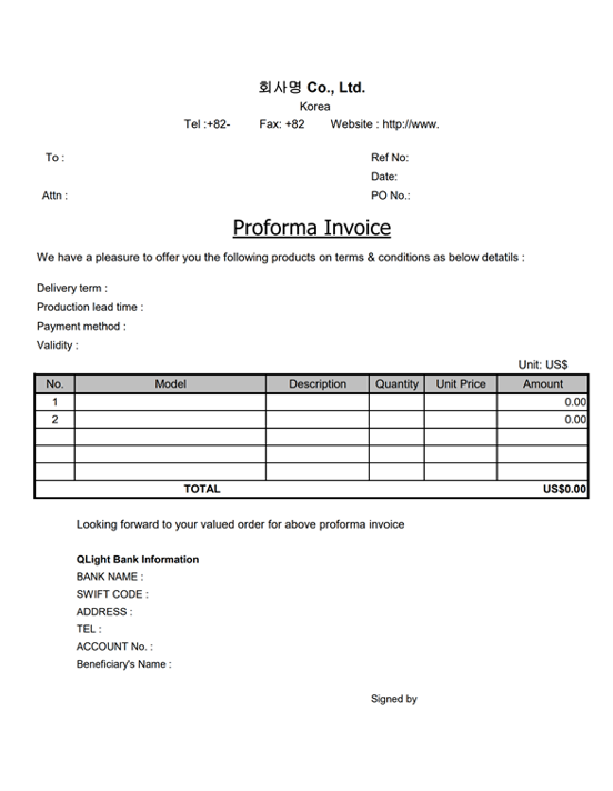 Proforma Invoice(프로포마 인보이스) 사용 목적과 양식 : 네이버 블로그