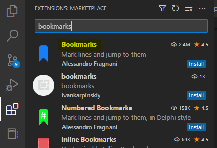 [vscode] bookmark (책갈피) 기능 추가하기 : 네이버 블로그