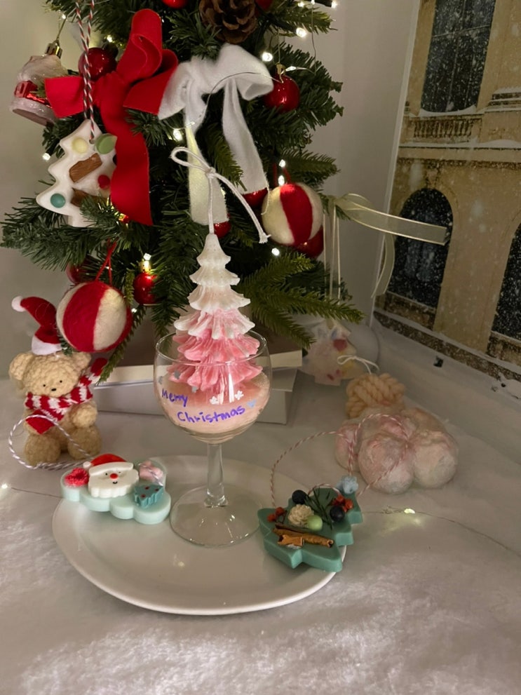 연남동 공방 클라우드유에서 크리스마스 캔들 원데이클래스🎄 크리스마스트리 캔들과 왁스타블렛 만들기🎄💖☁️ 네이버 블로그
