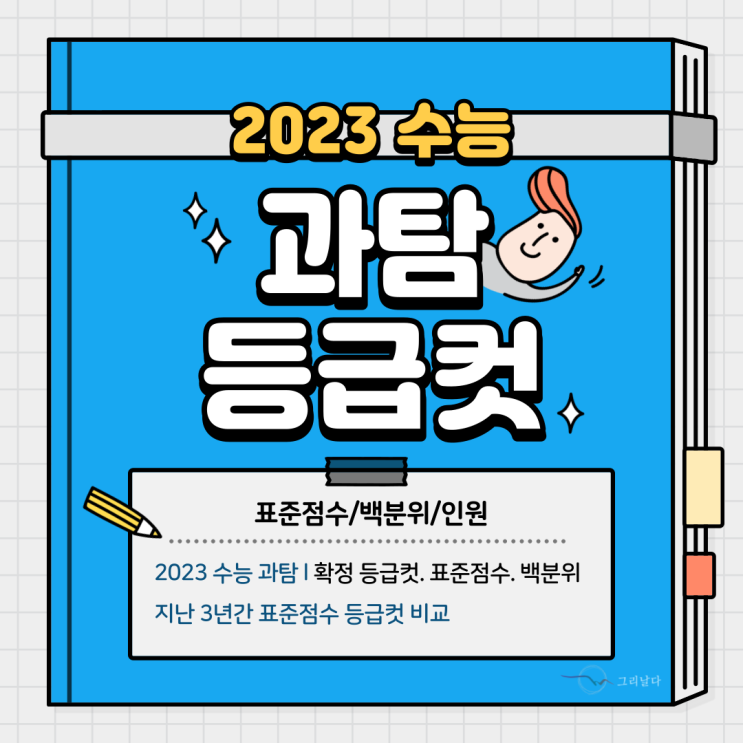 2023 수능 과학탐구영역 과목별 확정 등급컷 한 눈에 보는 표준점수 백분위 그리날다 미대정시 합격예측 및 모의지원