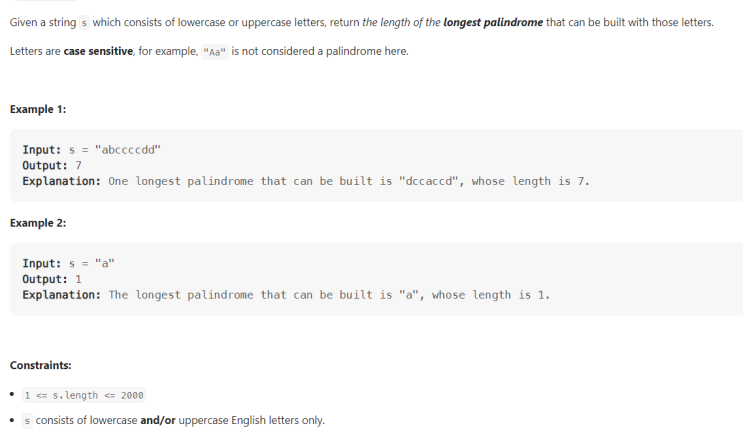 JAVA_Longest Palindrome_LeetCode 409 : 네이버 블로그