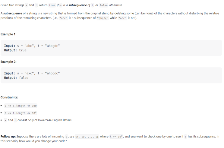 JAVA_Is Subsequence_LeetCode 392 : 네이버 블로그
