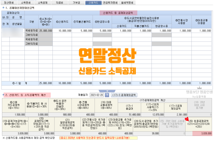 연말정산 2022년 귀속 신용카드 등 소득공제 가능 금액 및 계산 방법 신용카드 소득공제 대상 제외 및 중복 적용 여부