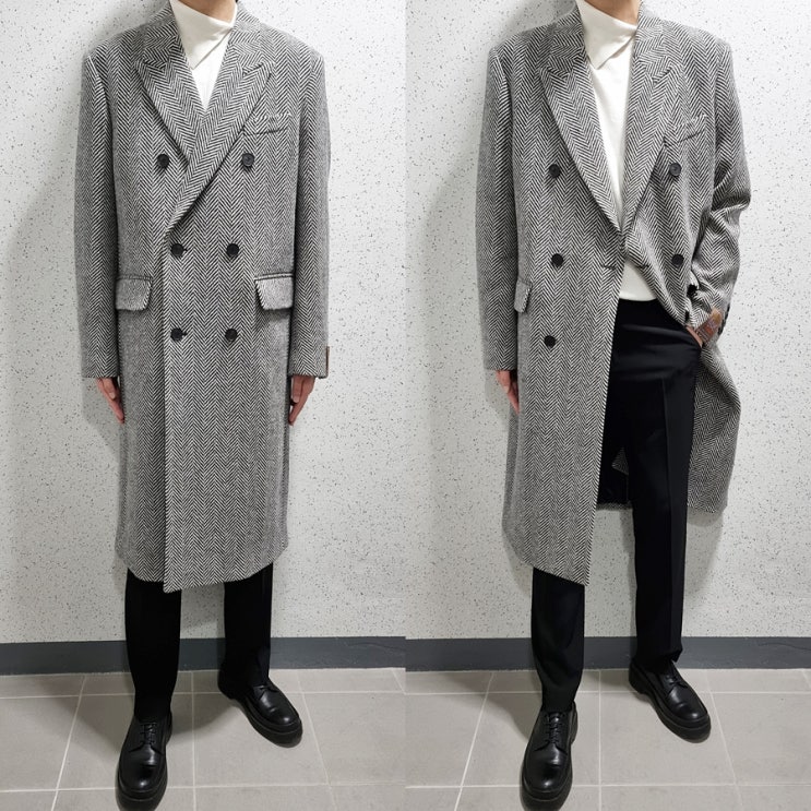 남자 겨울 코디 롱코트 헤링본으로 남친룩 완성 네이버 블로그