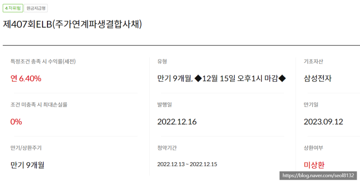 ELB·DLB, 원금보장형 ELS상품 뜬다 (Ft. 키움증권 삼성전자 ELB과 정기예금비교) : 네이버 블로그