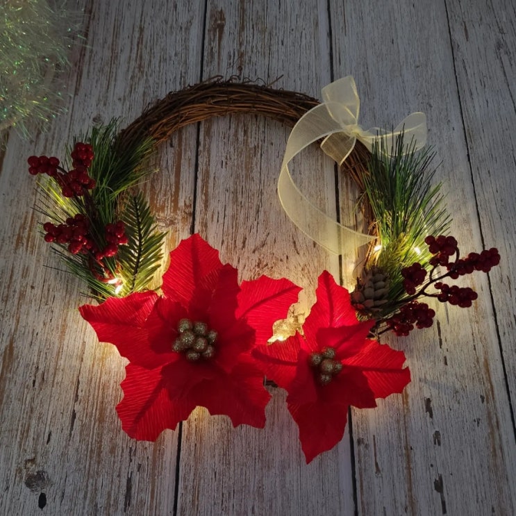 부산페이퍼플라워, led 포인세티아리스 만들기 원데이클래스 : 네이버 블로그