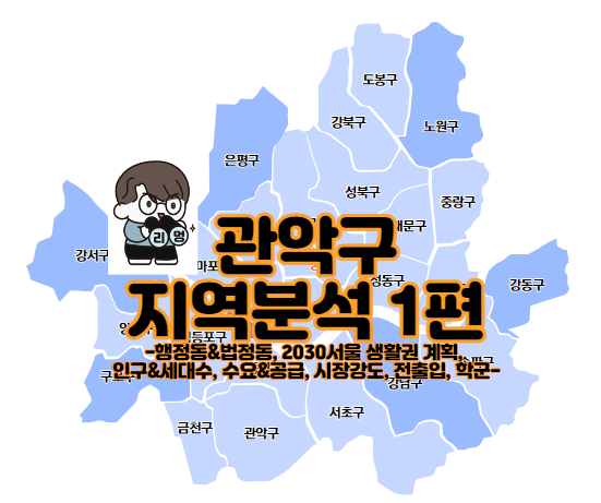 서울시 관악구 지역분석 1편행정동and법정동 2030서울 생활권 계획 인구and세대수 수요and공급 시장강도 전출입 학군