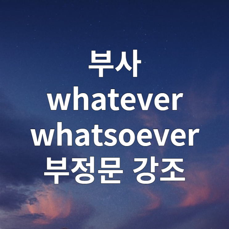 whatever, whatsoever 부정문에서 부사(adverb)로 쓰일 때 : 네이버 블로그