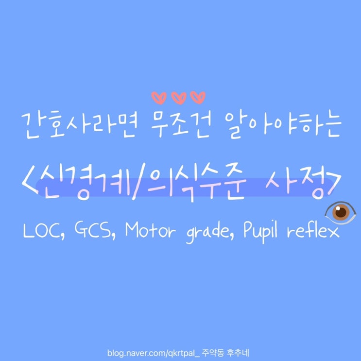 [신경계 사정] 의식수준 사정, 동공 반응, 운동기능 사정/ LOC, GCS, Motor Grade, Pupil Reflex ...