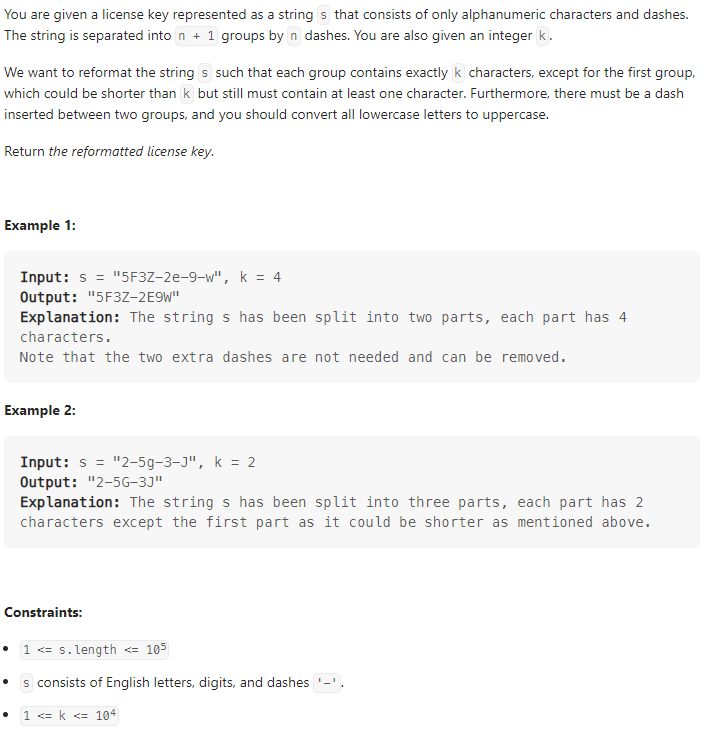 JAVA_License Key Formatting_LeetCode 482 : 네이버 블로그