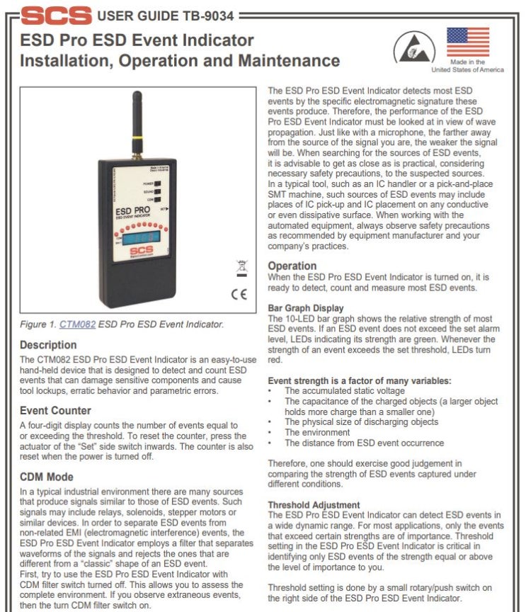SCS ESD Pro ESD Event Indicator Installation, Operation and Maintenance ...