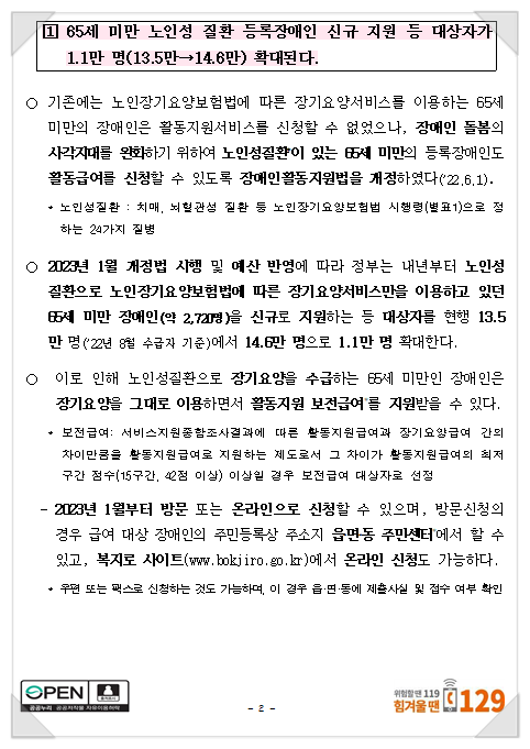 65세 미만 장애인 장기요양 And 활동지원 보전급여 네이버 블로그