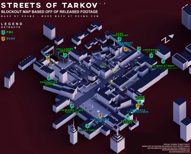 타르코프 시내(Streets of Tarkov, 스트리트 오브 타르코프) 지도 : 네이버 블로그