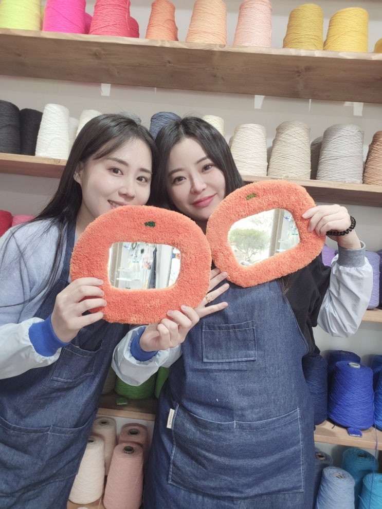 [제주도 여행] 친구랑 함께 즐기는 터프팅 감귤거울 원데이 클래스 '알롱 스튜디오' : 네이버 블로그