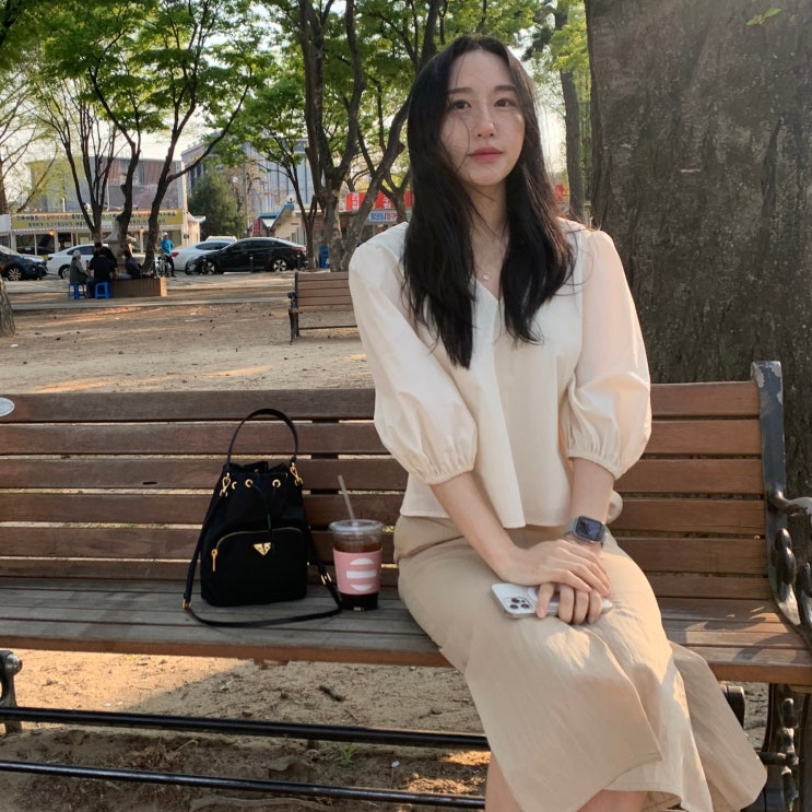 Sie 시에 르 셀리나 코튼 블라우스 소이 크림 아밀라 슬릿 스커트 베이지 착용 후기 사이즈 팁 네이버 블로그