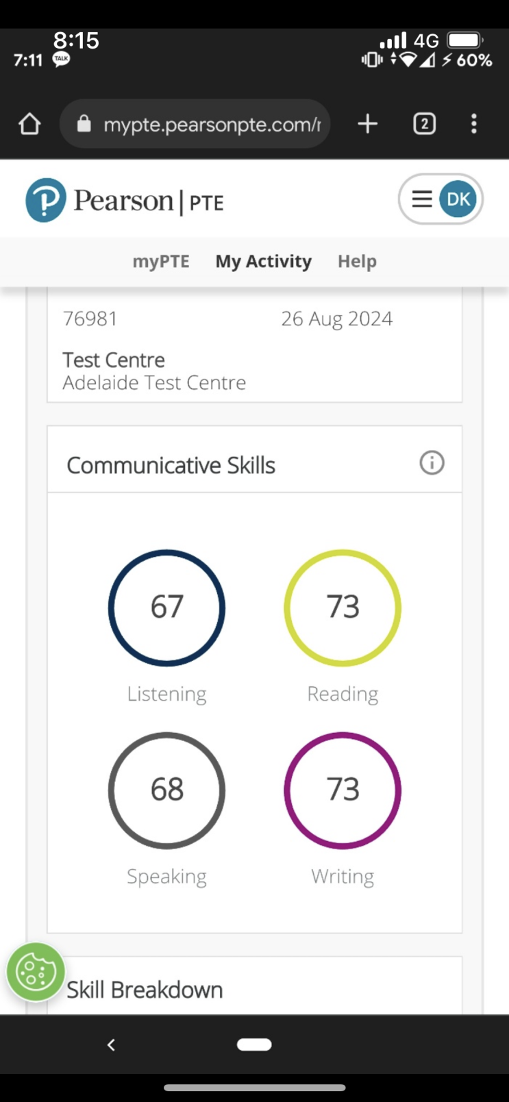[PTE 이치 65 이상 합격] Overall 70 L 67 R 73 S 68 W 73 : 네이버 블로그