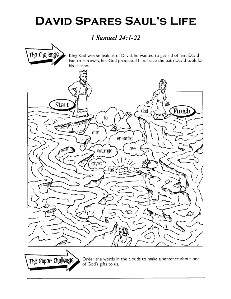 david spares saul's life coloring page