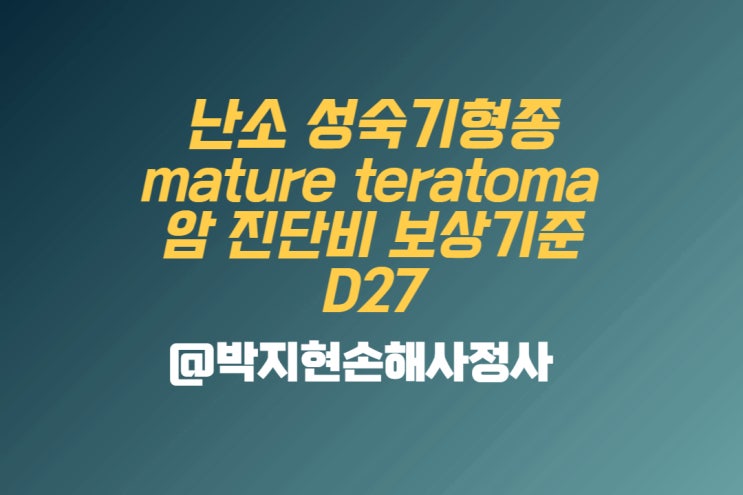 난소 성숙기형종 양성신생물 암진단비 보험금 D27 보상기준 검토 Teratoma 네이버 블로그