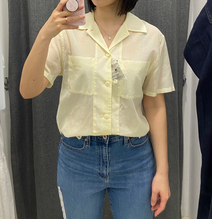 유니클로 U 르메르 여성 코튼 시어 반팔 셔츠 착용 후기 네이버 블로그