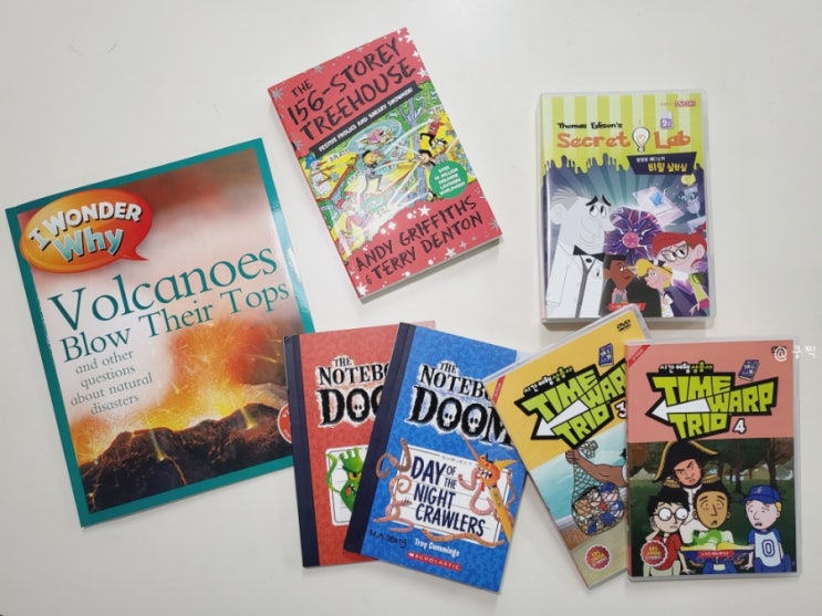 새로 산 영어책과 DVD｜Storey treehouse 나무집, I Wonder Why, The notebook of doom ...