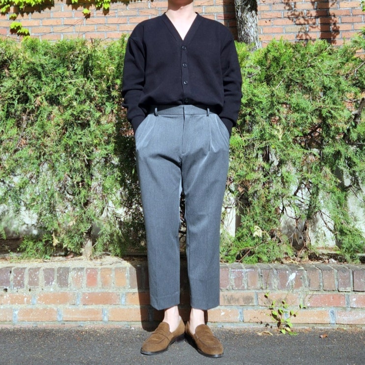 회색슬랙스 드로우핏 원턱 밴딩 테이퍼드 하나로 남자 슬랙스 코디 네이버 블로그