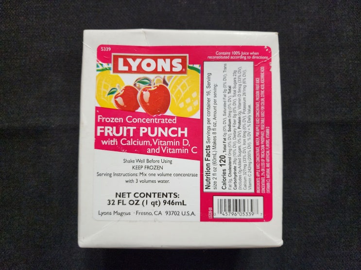 Lyons frozen concentrated Fruit Punch Juice : 네이버 블로그