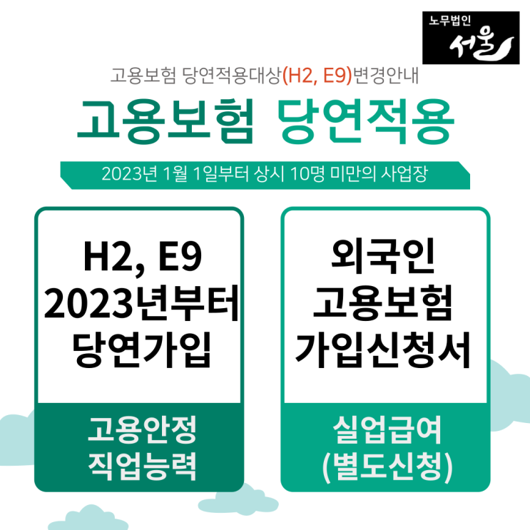 【노무법인 서울】 고용보험 당연적용 대상(H2, E9) 변경 : 네이버 블로그