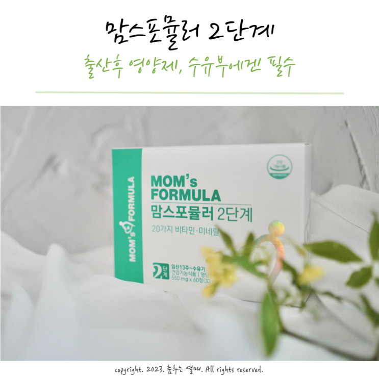 출산후 영양제 필수영양소는 맘스포뮬러 2단계로 네이버 블로그