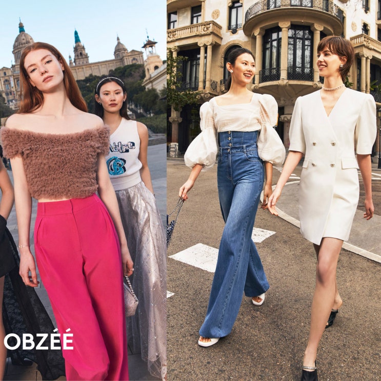 한섬 오브제 OBZEE 23SS 캠페인 여자 봄 데이트룩 원피스 블라우스 코디 : 네이버 블로그