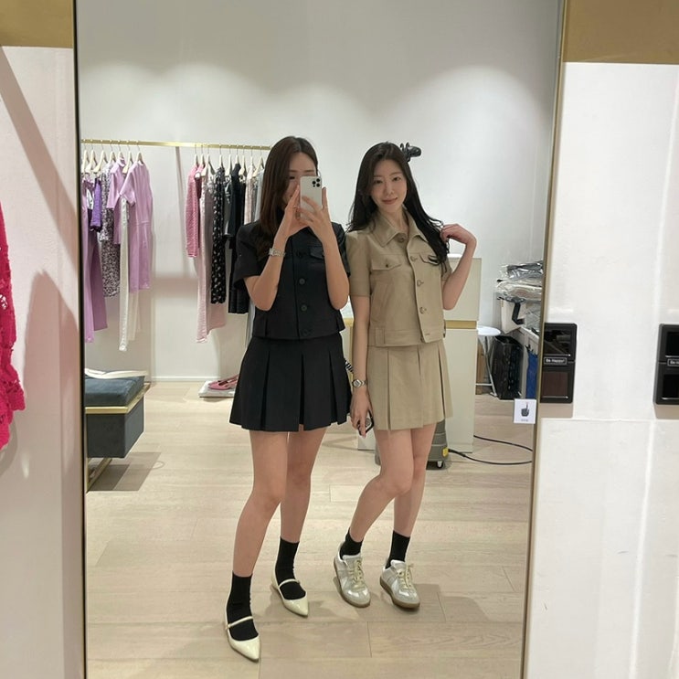 20대 여자 봄 코디 마쥬 Maje 봄원피스 투피스 여자셋업 치마 여름니트 S 사이즈 매장 착용 및 구매 후기 네이버 블로그