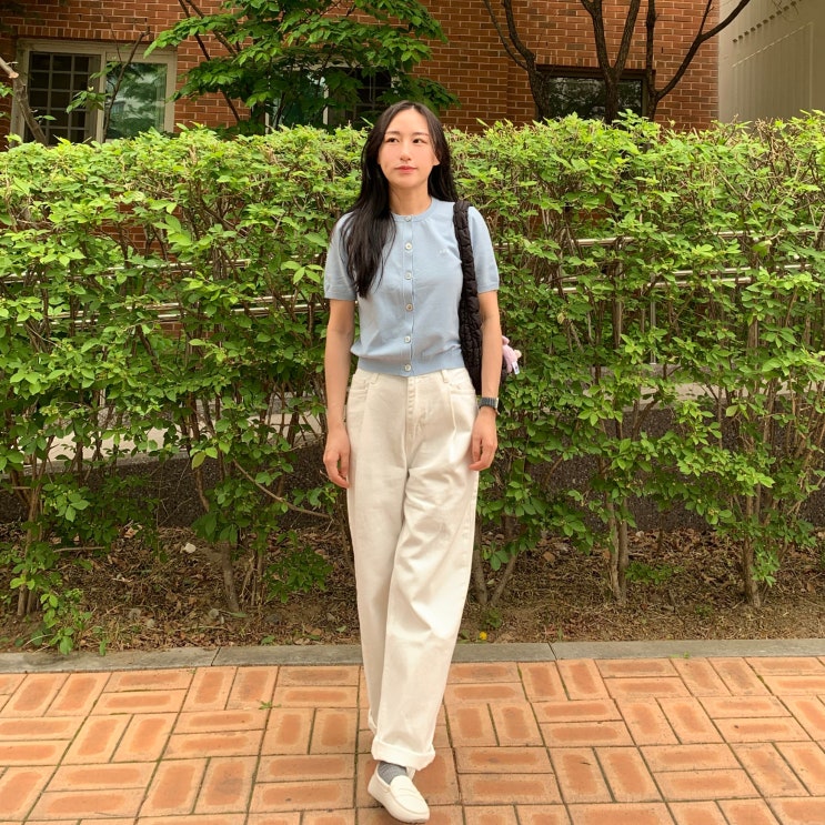 Apc 아페쎄 반팔 니트 가디건 여자 반소매 가디건 라운드넥 반팔 가디건 추천 Ootd 코디 네이버 블로그