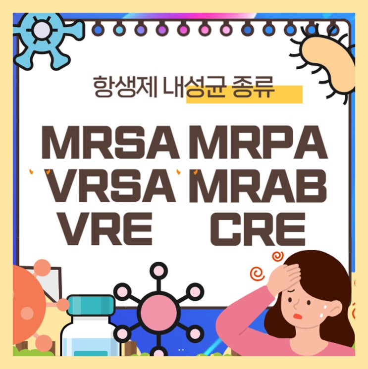 항생제 내성균 종류 6종 법정감염병 MRSA VRSA VRE MRPA MRAB CRE : 네이버 블로그