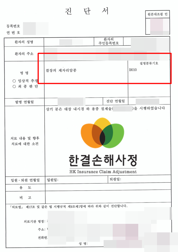 결장의 제자리암종 진단에 관한 보험금 지급 해결 암 네이버 블로그