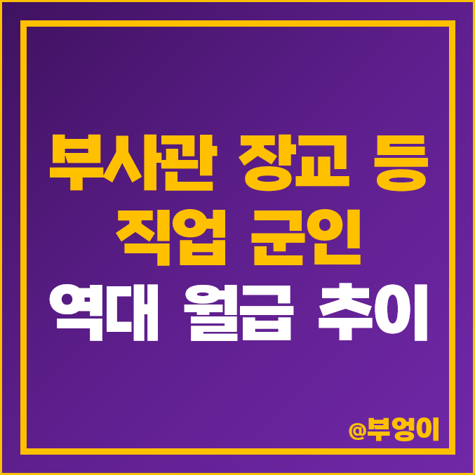 역대 연도별 하사 소위 소령 준장 월급 및 연봉 직업 군인 간부 봉급 인상 추이 2023년 부사관 장교 봉급표