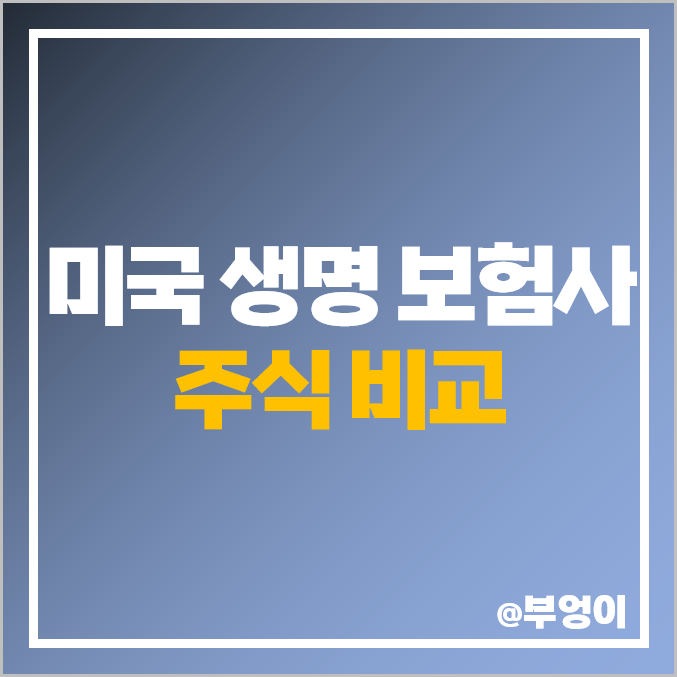 미국 생명 보험 관련주 비교 Met Afl Pru 주식 주가 Per Pbr 배당금 목표가 수익률 시가총액 등 보험주 순위