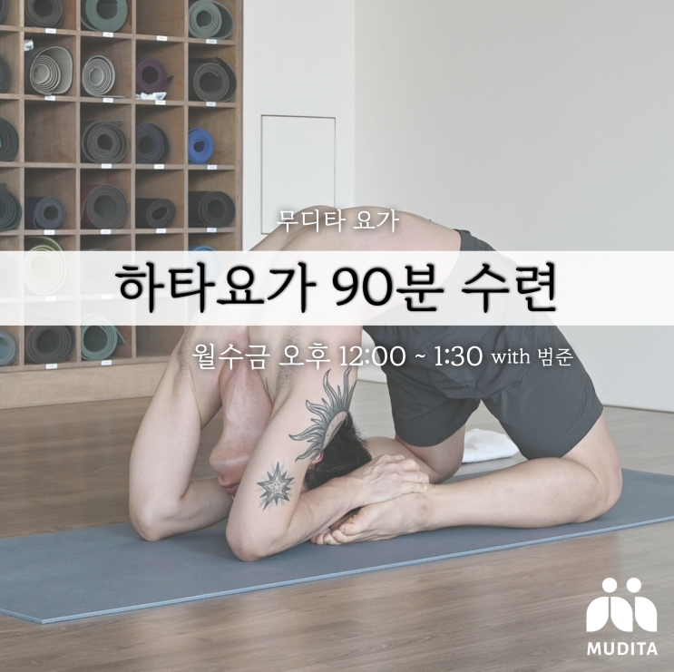 하타요가 90분 수련 월수금 오후 12시 수업 아사나 쁘라나야마 명상 고양시 요가원 원흥요가 삼송요가 일산요가