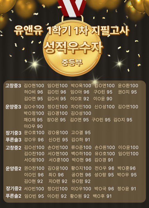 Unu 성적우수자 2023년 1학기 1차지필평가 중등부 성적우수자명단업데이트중 네이버 블로그