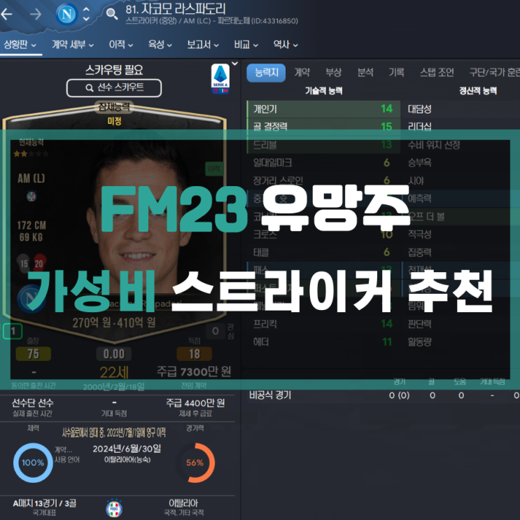 FM2023 유망주 가성비 공격수 스트라이커 선수 모음 : 네이버 블로그