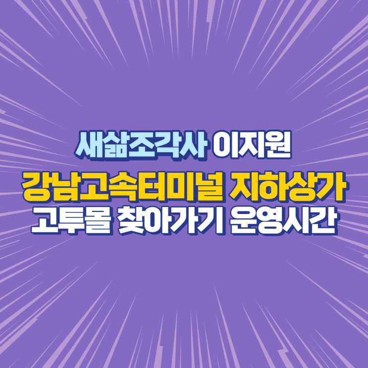 강남고속터미널 지하상가 고투몰 찾아가기 및 운영시간 정보 고터몰 네이버 블로그