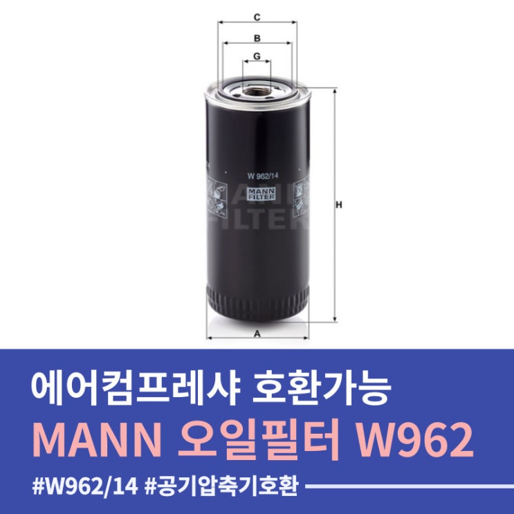 [에어컴프레셔 호환가능] MANN W962/14 유압필터, 오일필터_Oil Filter (+구매링크) : 네이버 블로그