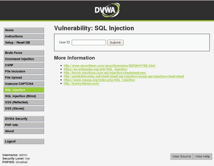 SQL 인젝션 실습(DVWA) : 네이버 블로그