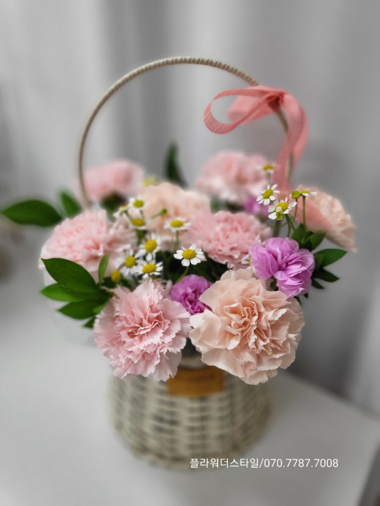 카네이션 꽃바구니 파스텔 꽃바구니카네이션꽃바구니어머님에게 드릴 심플 카네이션 꽃바구니 네이버 블로그