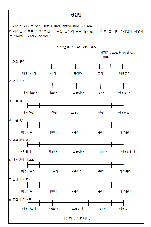 푸드테크니션 양성과정 식품 관능검사 엑셀을 활용한 분산분석 사후검정 Lsd 네이버 블로그