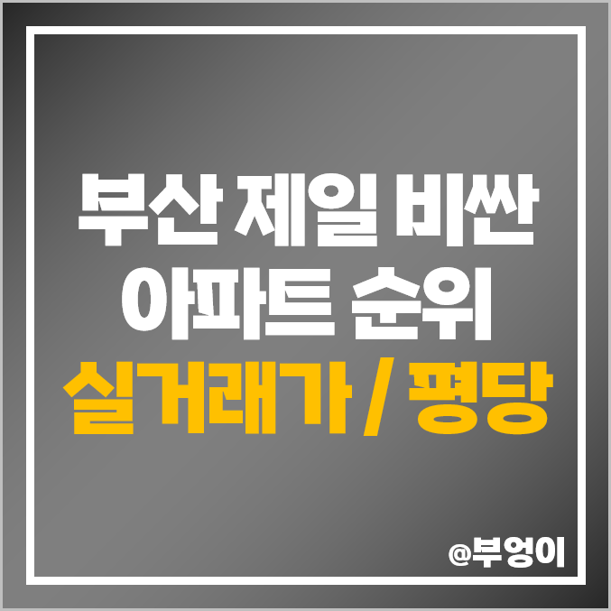2023년 부산 제일 비싼 아파트 순위 매매 가격 해운대 마린시티 아이파크 두산위브더제니스 엘시티 평당 가격 및