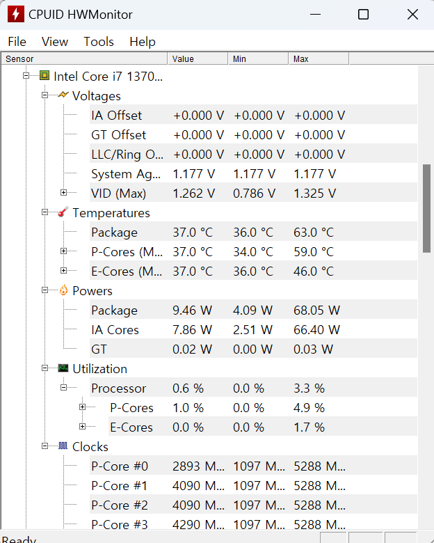 컴퓨터 온도 및 전력 확인-CPUID HWMonitor로 간단하게 : 네이버 블로그