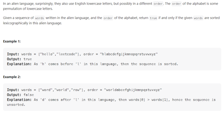 JAVA_Verifying an Alien Dictionary_LeetCode 953 : 네이버 블로그