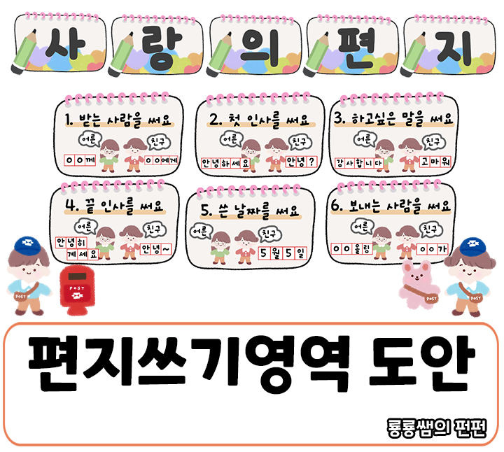 룡룡쌤 편지 영역 환경구성 도안 편지 쓰기 방법 순서 우체국놀이 유치원 어린이집 언어영역 네이버 블로그