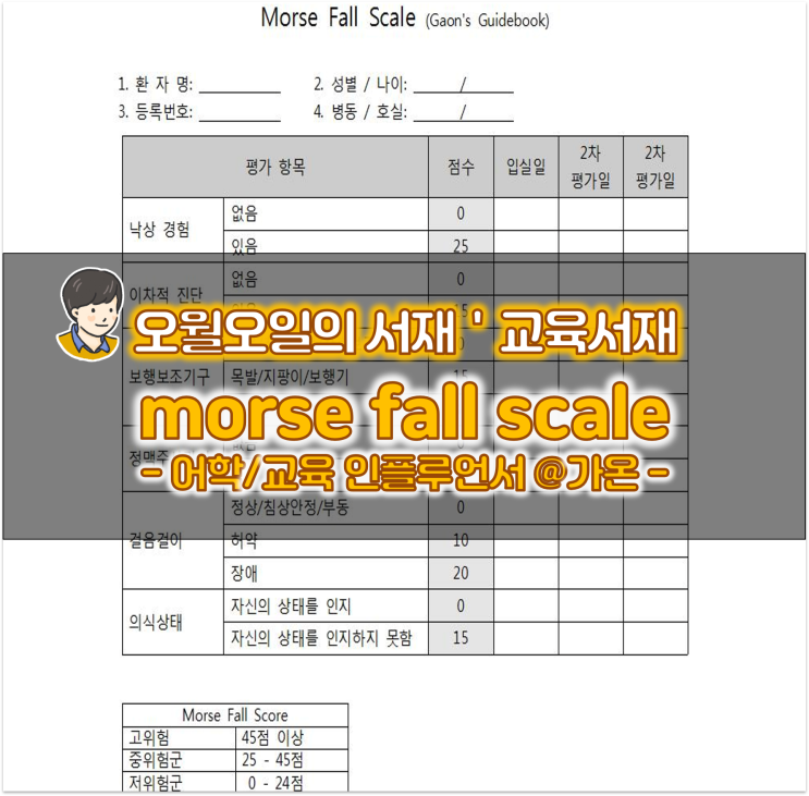 간호사 국가고시 공부법 간호학과 낙상 사정 도구 morse fall scale : 네이버 블로그